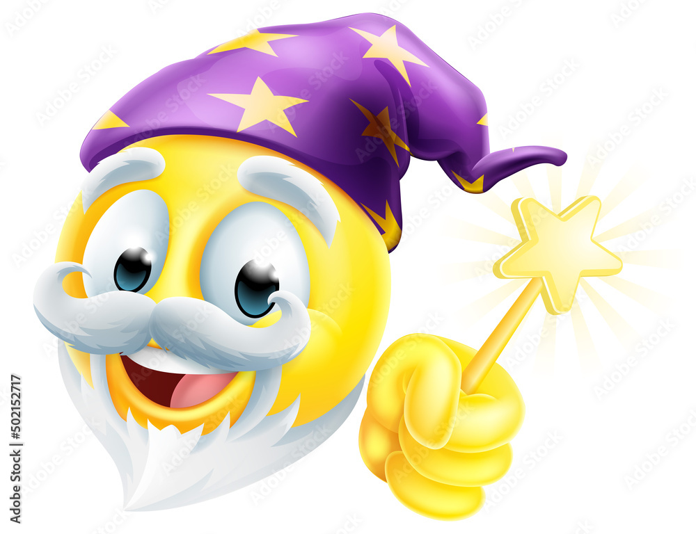 Wizard Emoticon Face Emoji Cartoon Icon Stock Vector | Adobe Stock