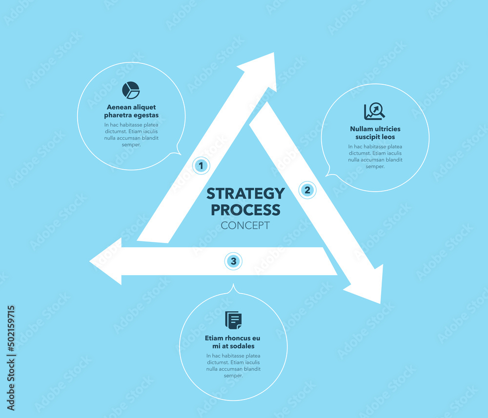 Strategy process concept with three stages and place for your ...