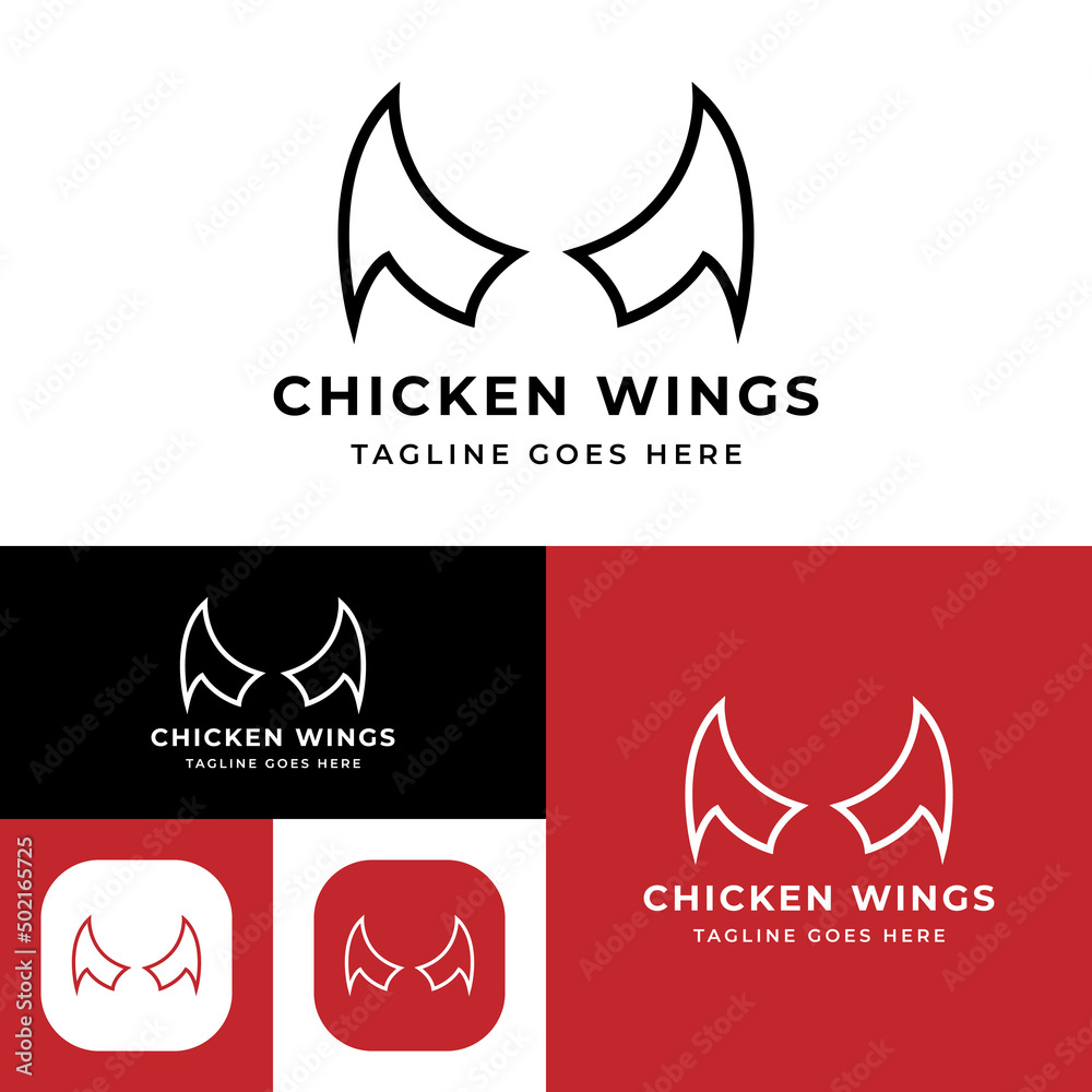 Chicken Wings Logo.Vector Illustration.Black And White.Food logo. Stock ...