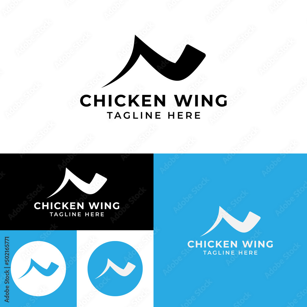 Chicken Wings Logo.Vector Illustration.Black And White.Food logo. Stock ...