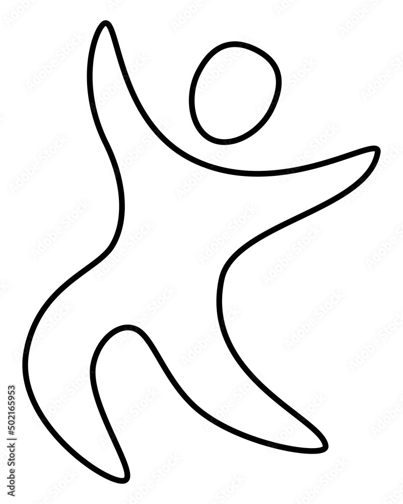 Black and white outline icon of a happy person. Simple minimalistic ...