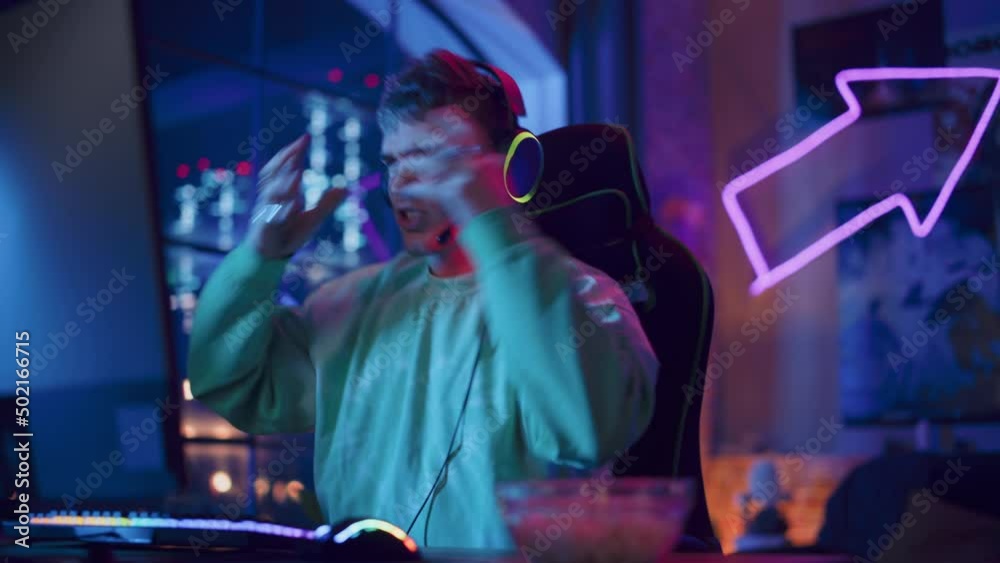 Gaming at Home: Portrait of a Frustrated Gamer Losing a Round in Online ...