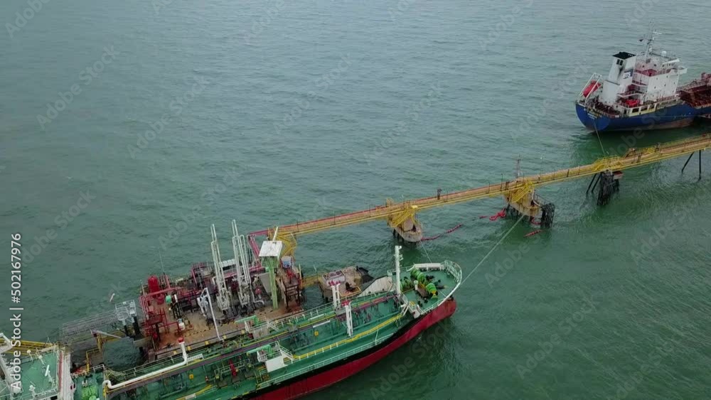 Cargo tanker ship marine vessel docking and oversea berth mooring ...