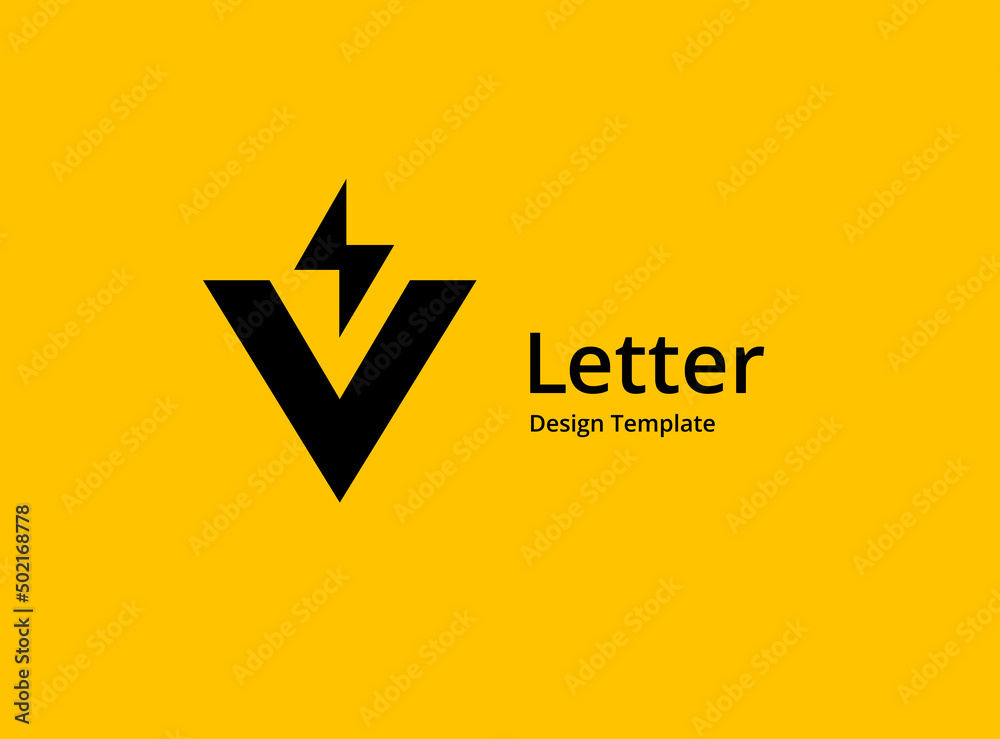 Letter V with lightning logo icon design template elements Stock Vector ...