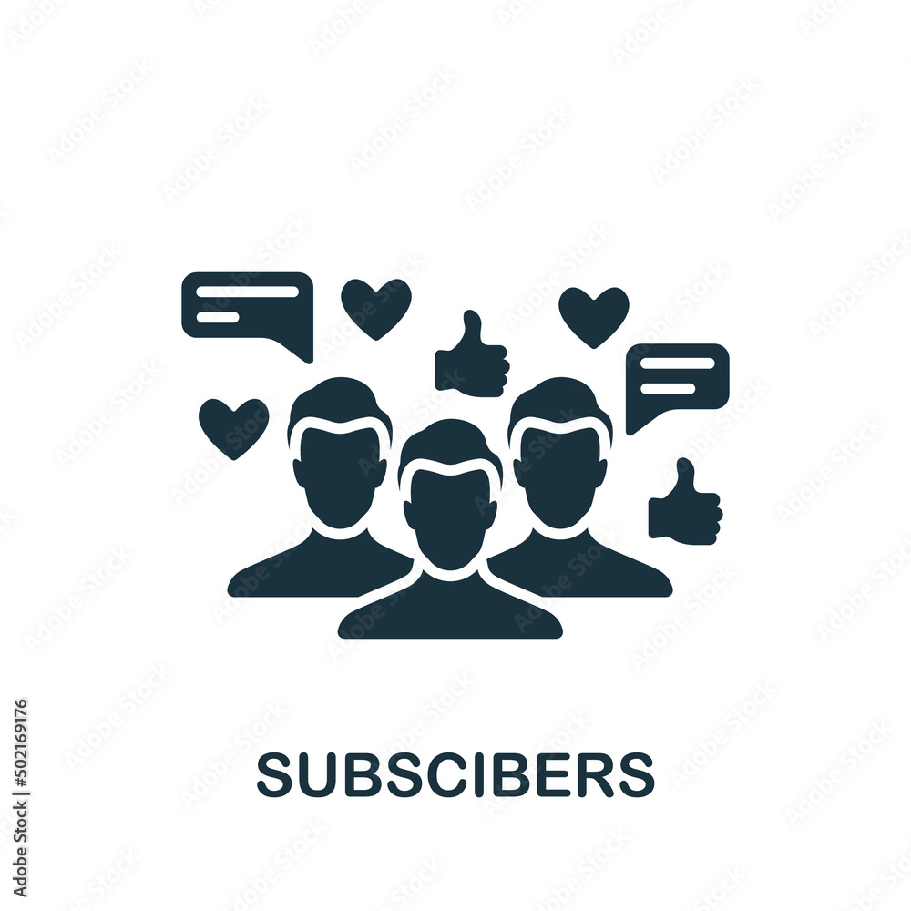 Subscibers icon. Monochrome simple Community icon for templates, web ...