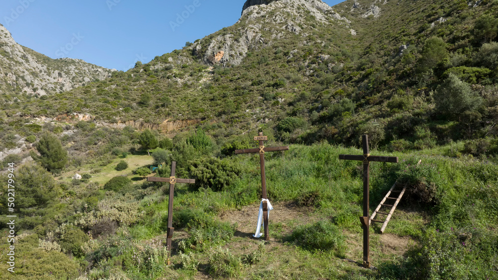 cruces para la representación de la crucifixión de Jesús en la cruz ...