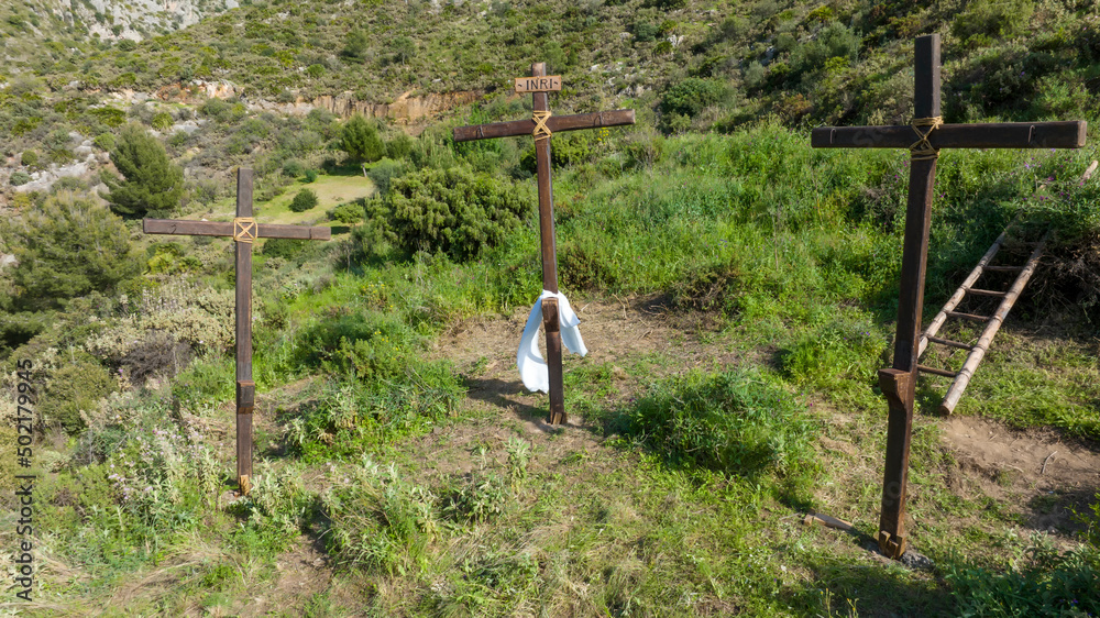 cruces para la representación de la crucifixión de Jesús en la cruz ...