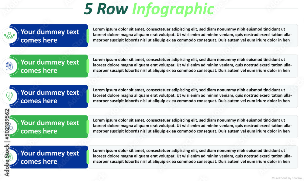 Creative concept for infographic, 5 list of steps diagram, vertical row layout with number of ...