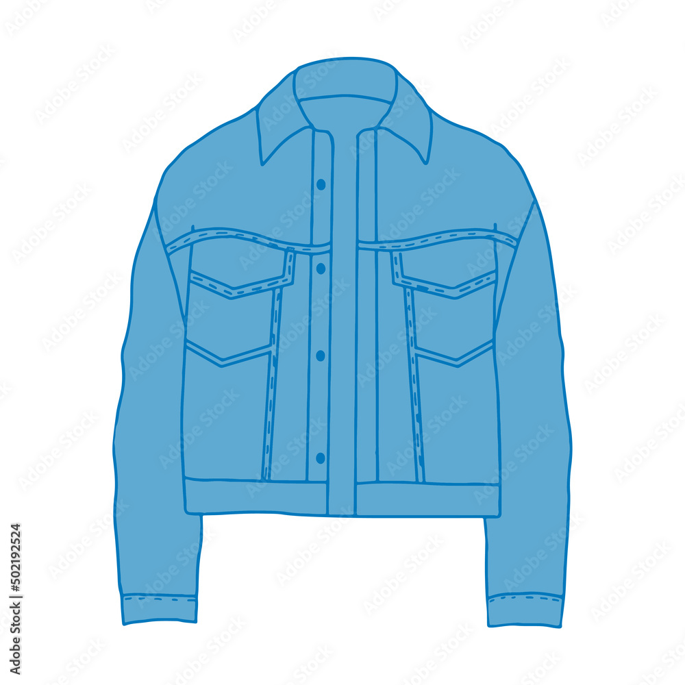 Hand drawn Jeans Wear. Fashion Denim Jacket. Actual illustration Outfit ...