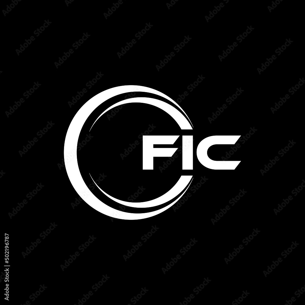Vecteur Stock FIC letter logo design with black background in ...