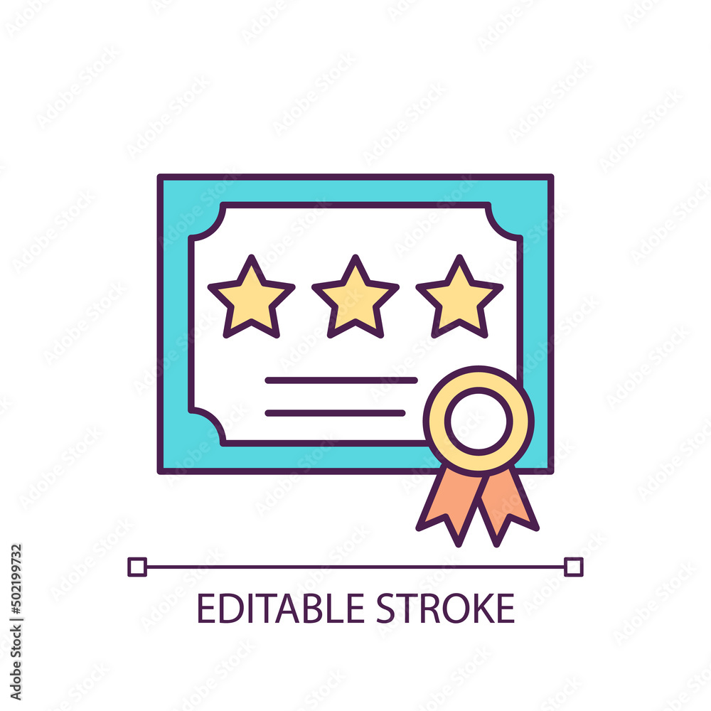 Certificate of completion RGB color icon. Professional achievement ...