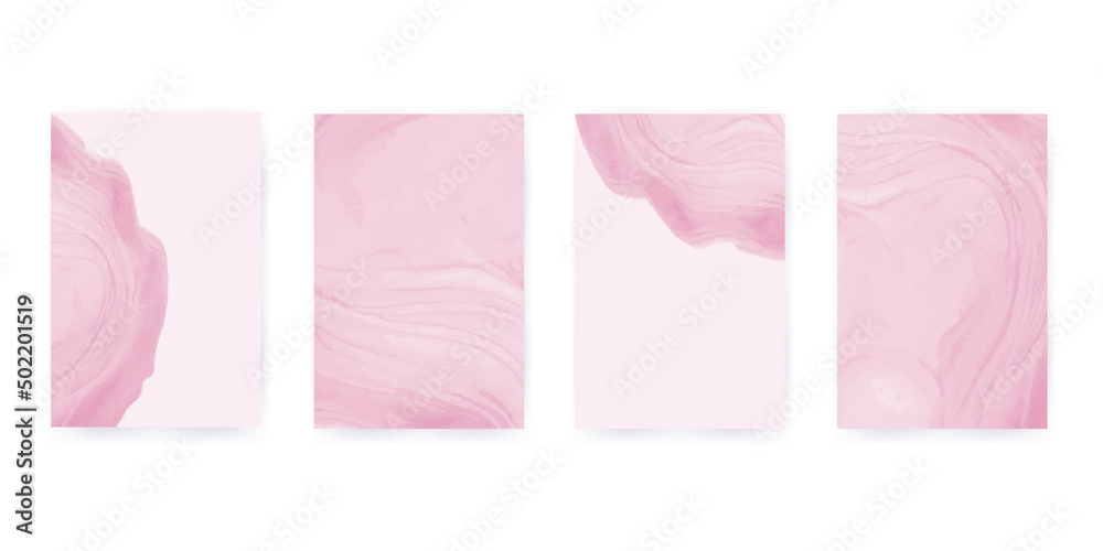 Collection of vertical posters with pastel pink watercolor background ...