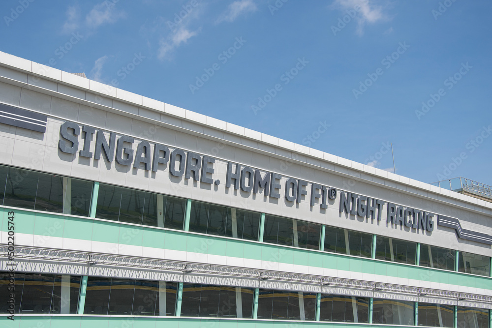 Singapore, F1 Pit Building at Marina Bay street circuit Stock Photo ...