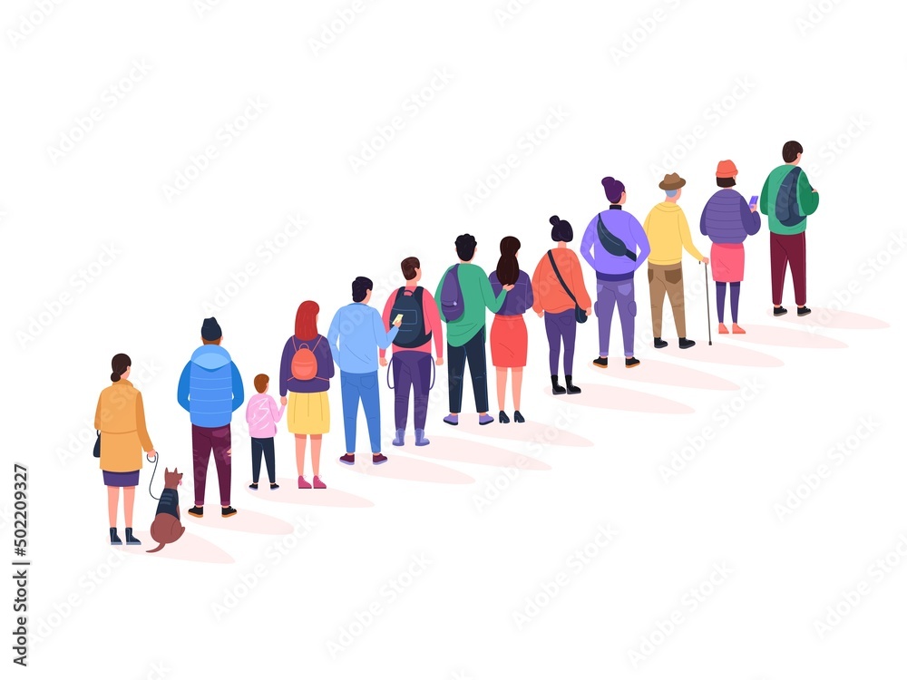 Back stand queue. Queueing people crowd long line in public bathroom ... Back stand queue. Queueing people crowd long line in public bathroom ...