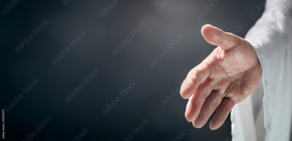 Hand of God or Jesus reaching out background Stock Photo | Adobe Stock