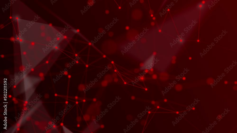 4K digital connection abstract animation dots and lines on blue ...