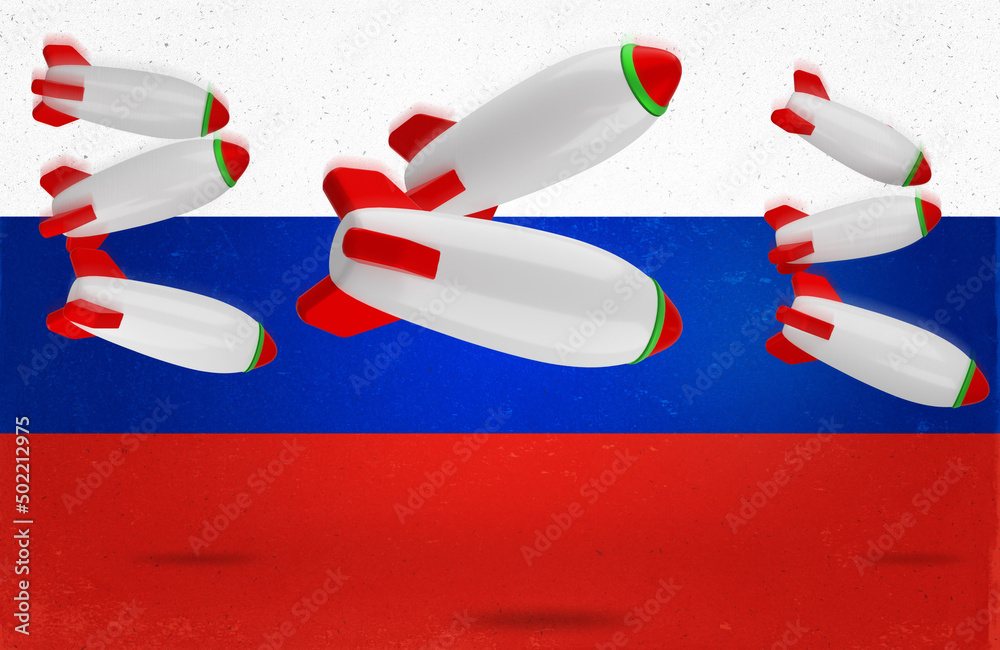 Russian flag with aircraft bombs Stock Illustration | Adobe Stock