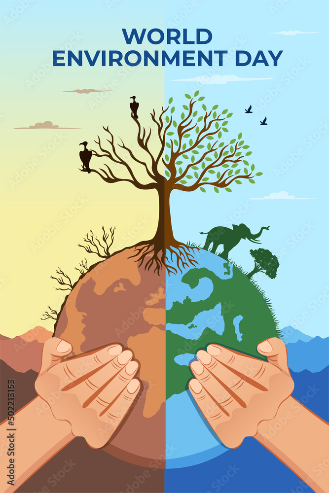 Polluted earth and Green Earth, World environment and earth day Stock ...