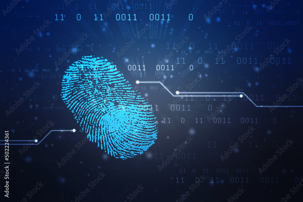 Abstract security system concept with fingerprint on technology ...