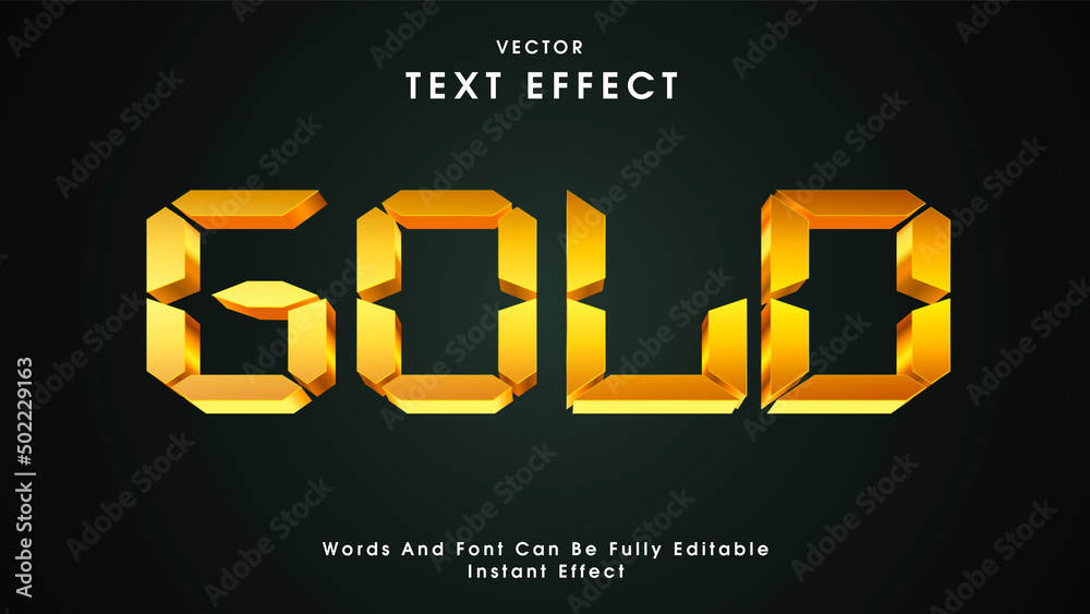 Gold 3D Vector Text Effect Fully Editable High Quality Stock Vector ...