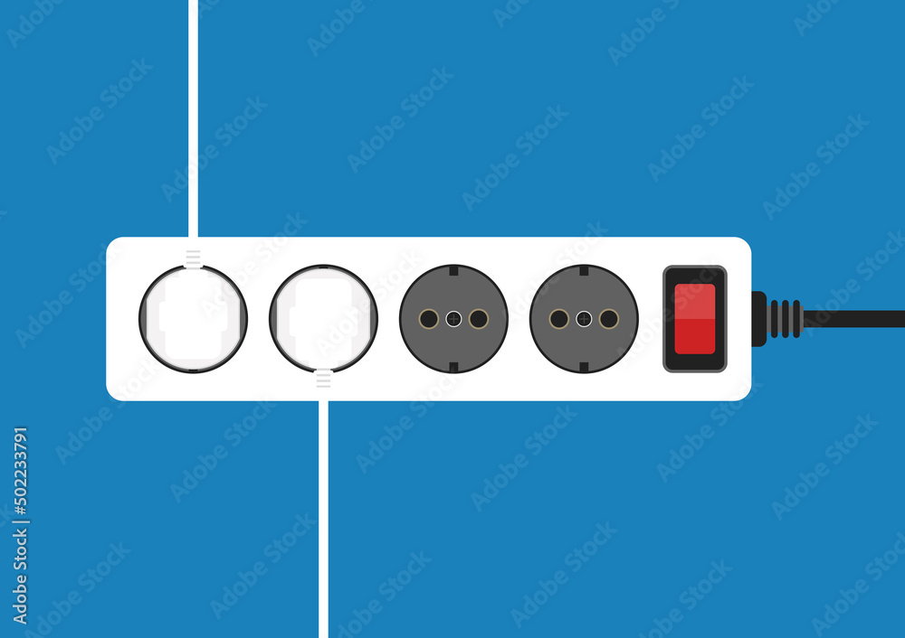 Plug vector. Outlet vector. Power strip safety, short circuit from full ...