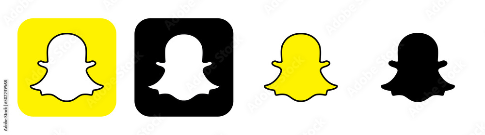 4 variations of Snapchat logo on a transparent background Stock Vector ...