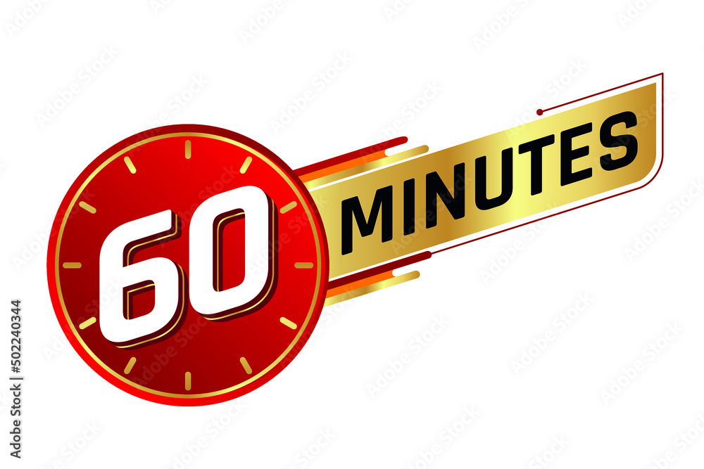 60 minutes isolated on white background. Time concept. Vector ...