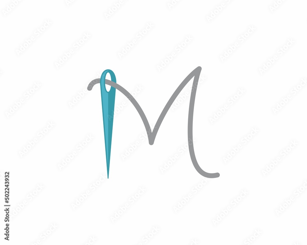 Letter M With Needle Logo Design Template 003 Stock Vector | Adobe Stock