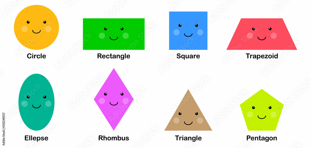 colorful basic geometric funny shapes for kids preschool Stock Vector ...