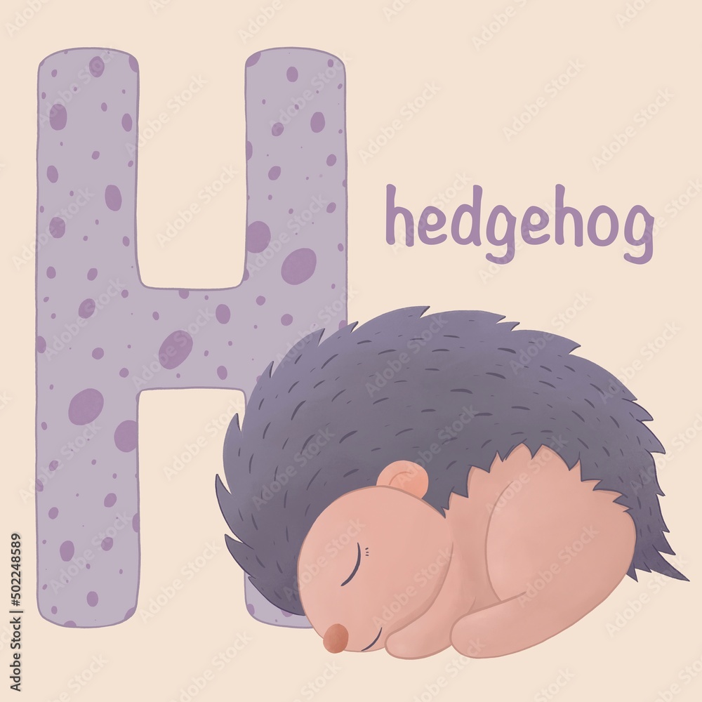 Alphabet For Kids. The hedgehog is sleeping. Zoo alphabet. A-Z Animal ...