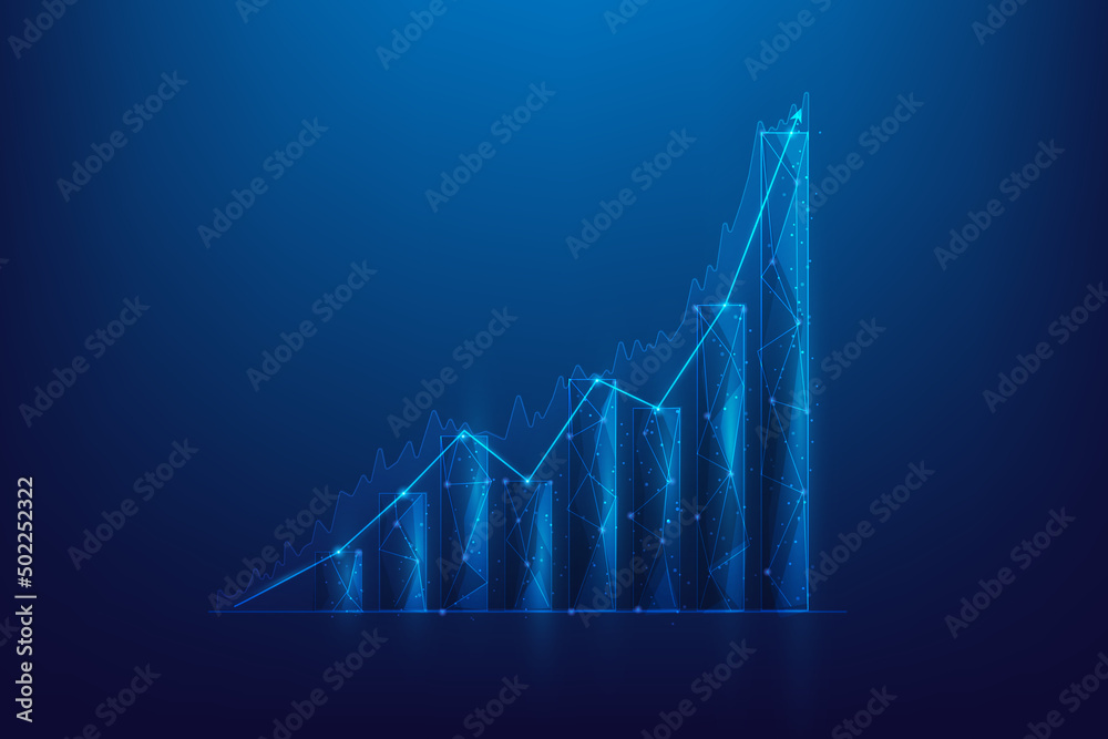 business growth stock technology. digital graph chart increase low poly ...