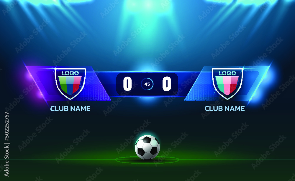 soccer football stadium spotlight and scoreboard background with ...