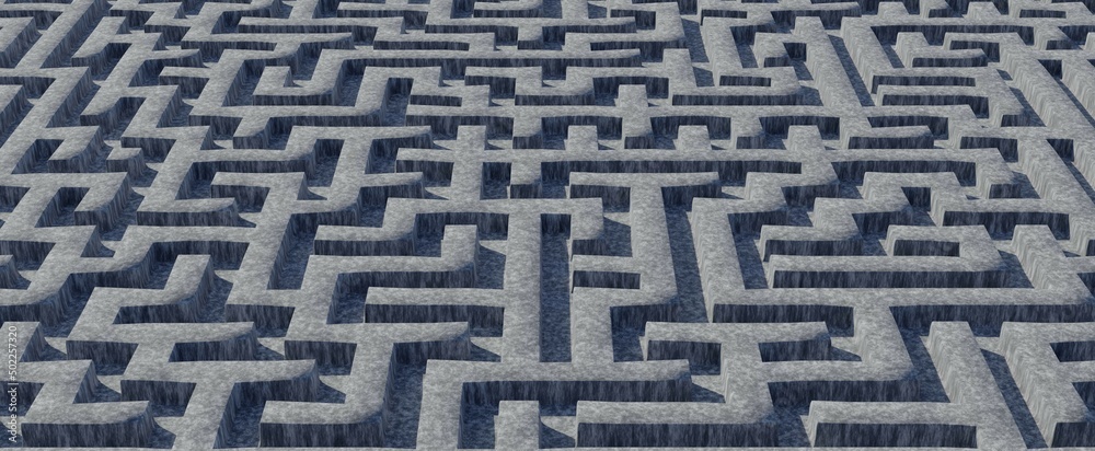 Stone ancient realistic labyrinth. Marble empty maze with 3d render ...
