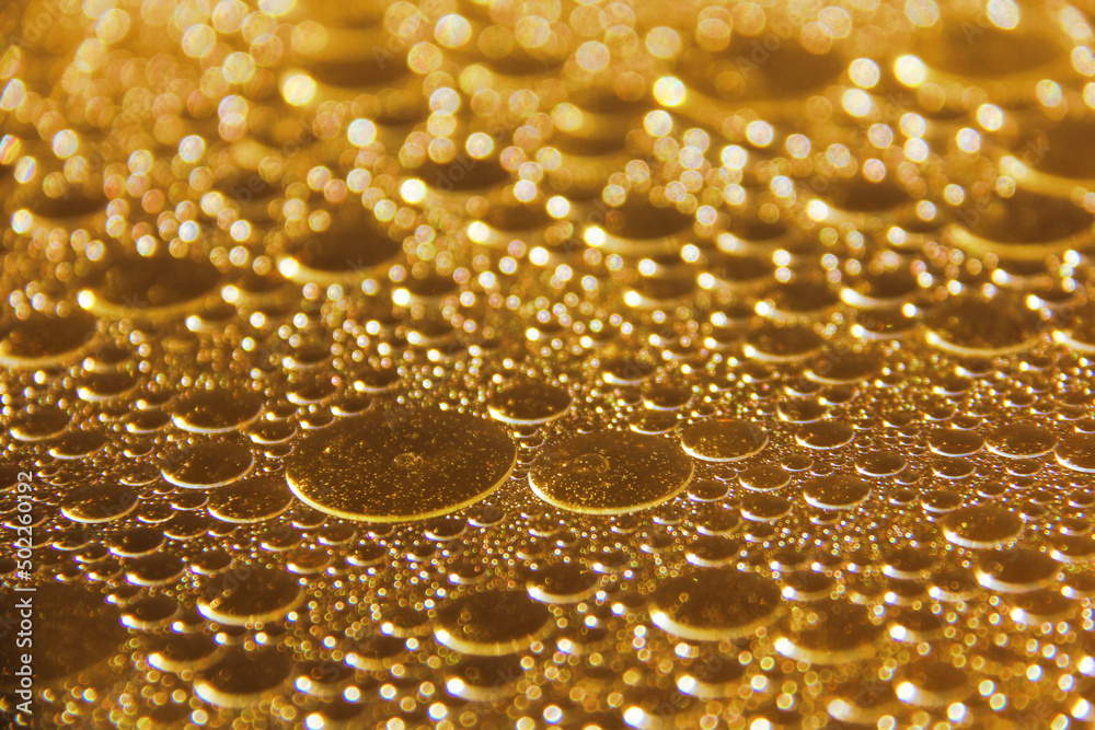 Gold bubbles. Painted background. Abstract emotional art. Modern design ...