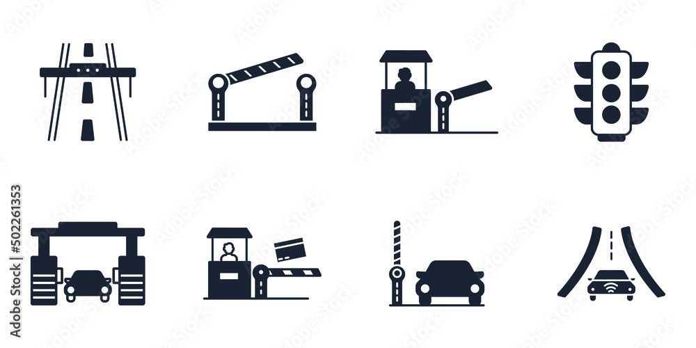 toll road icons set . toll road pack symbol vector elements for ...