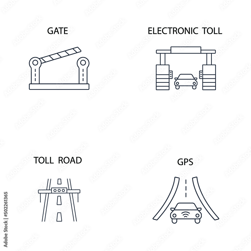 toll road icons set . toll road pack symbol vector elements for ...