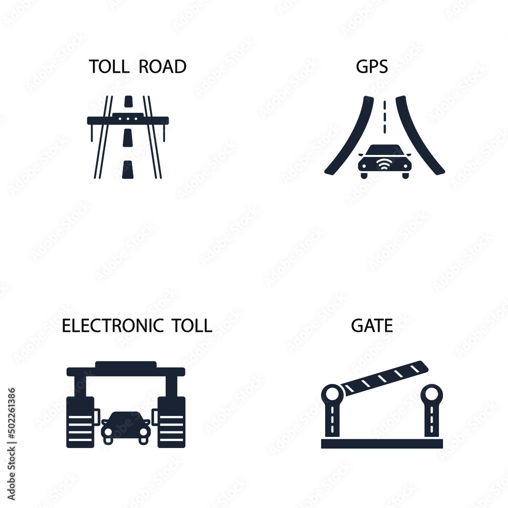 Toll Road Icons Set Toll Road Pack Symbol Vector Elements For toll-road-icons-set-toll-road-pack-symbol-vector-elements-for