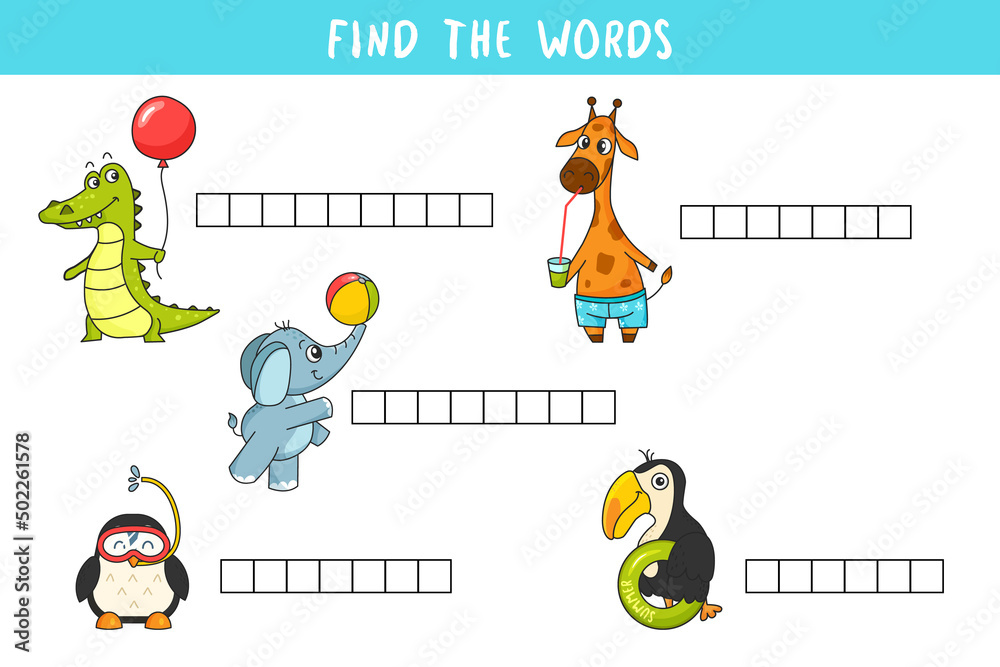 Crossword for kids. Worksheet with game for children to study English ...