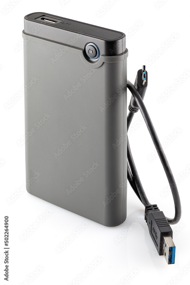 External hard drive disc with usb 3.0 cable, black. Best way of data ...