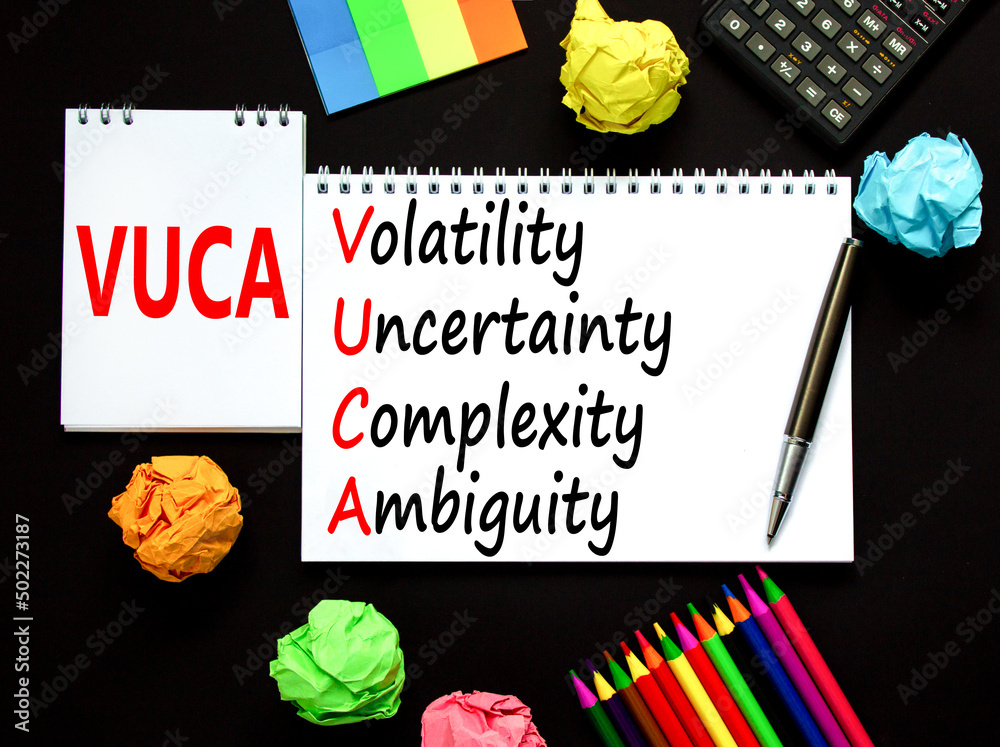VUCA volatility uncertainty complexity ambiguity symbol. Concept words ...