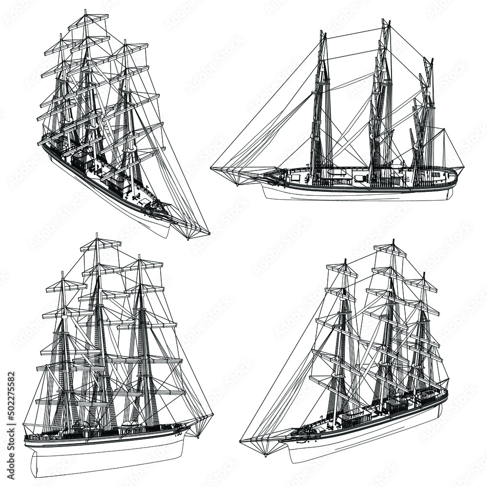 Sailing ship illustration isolated on white background. ship icon ...