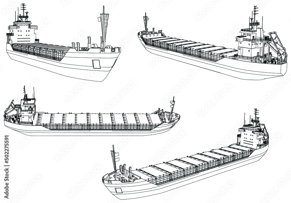 Container ship, cargo ship. World cargo ship. Design elements for logo ...