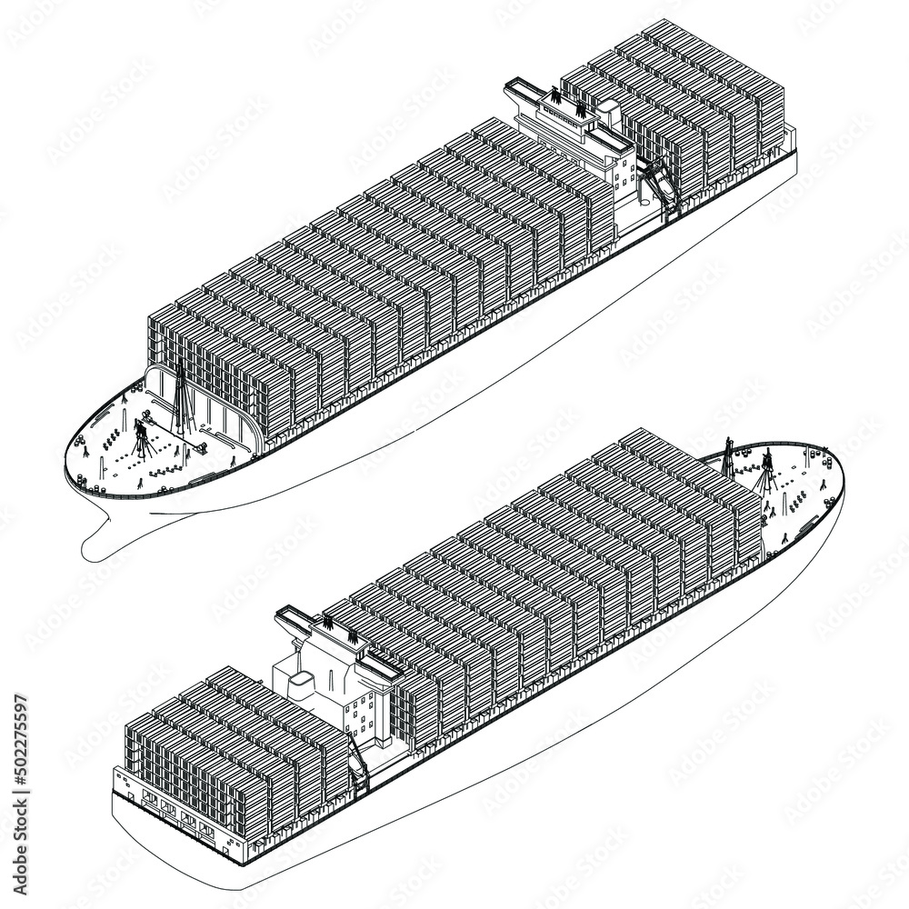Container ship, cargo ship. World cargo ship. Design elements for logo ...