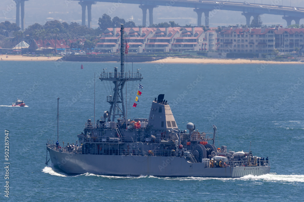 San Diego, California, USA - May 2, 2013: USS Champion (MCM-4), an ...
