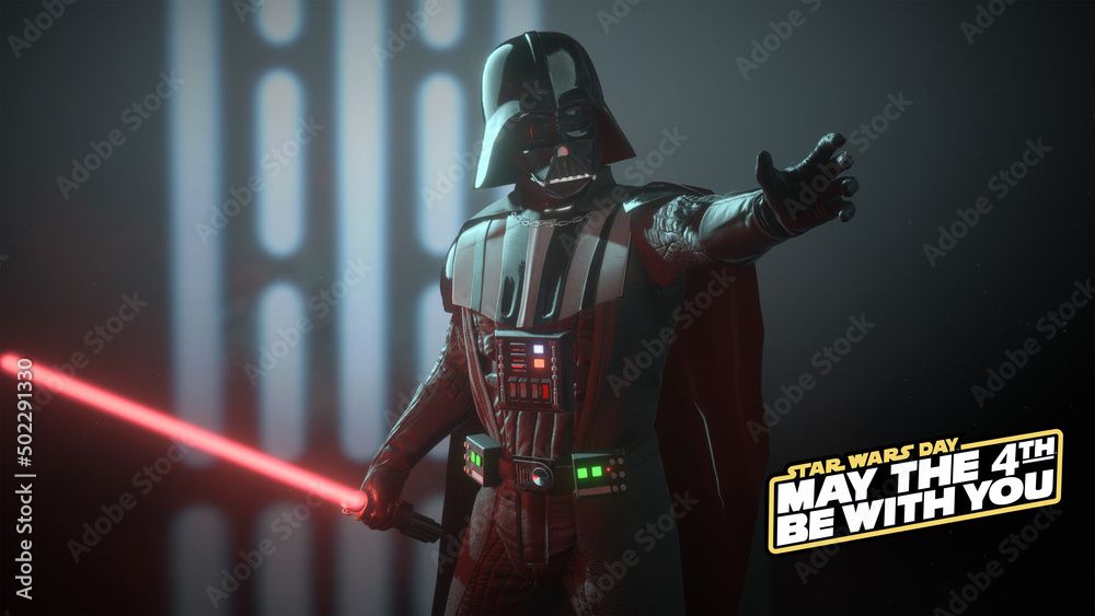 3D render Darth Vader with May the 4th be with you logo, 1 Jul, 2021 ...