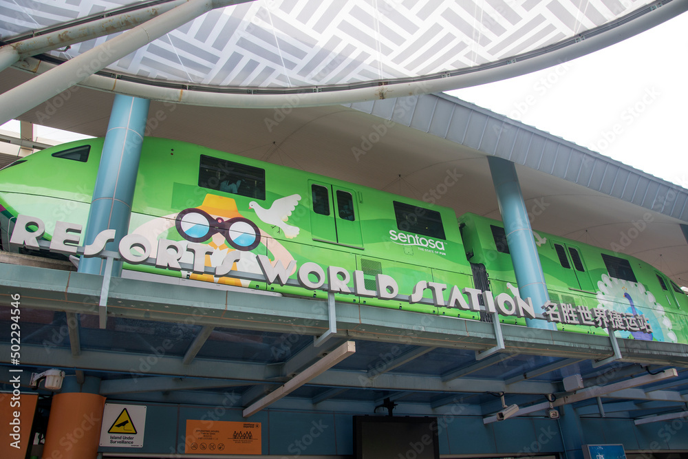 Sentosa Express Resort World Station facade in Sentosa, Singapore Stock ...