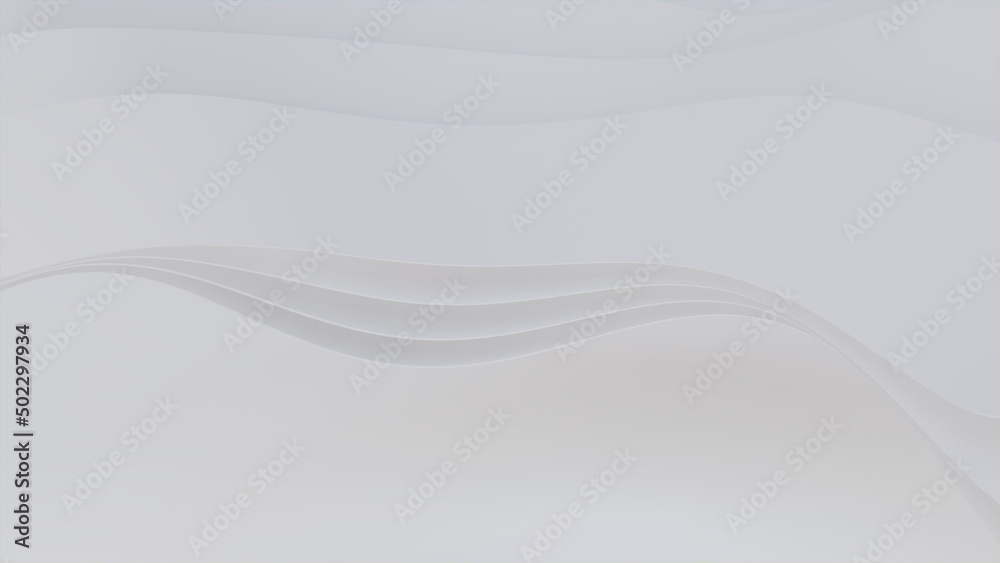 White 3D Waves arranged to create a Light abstract wallpaper. 3D Render ...