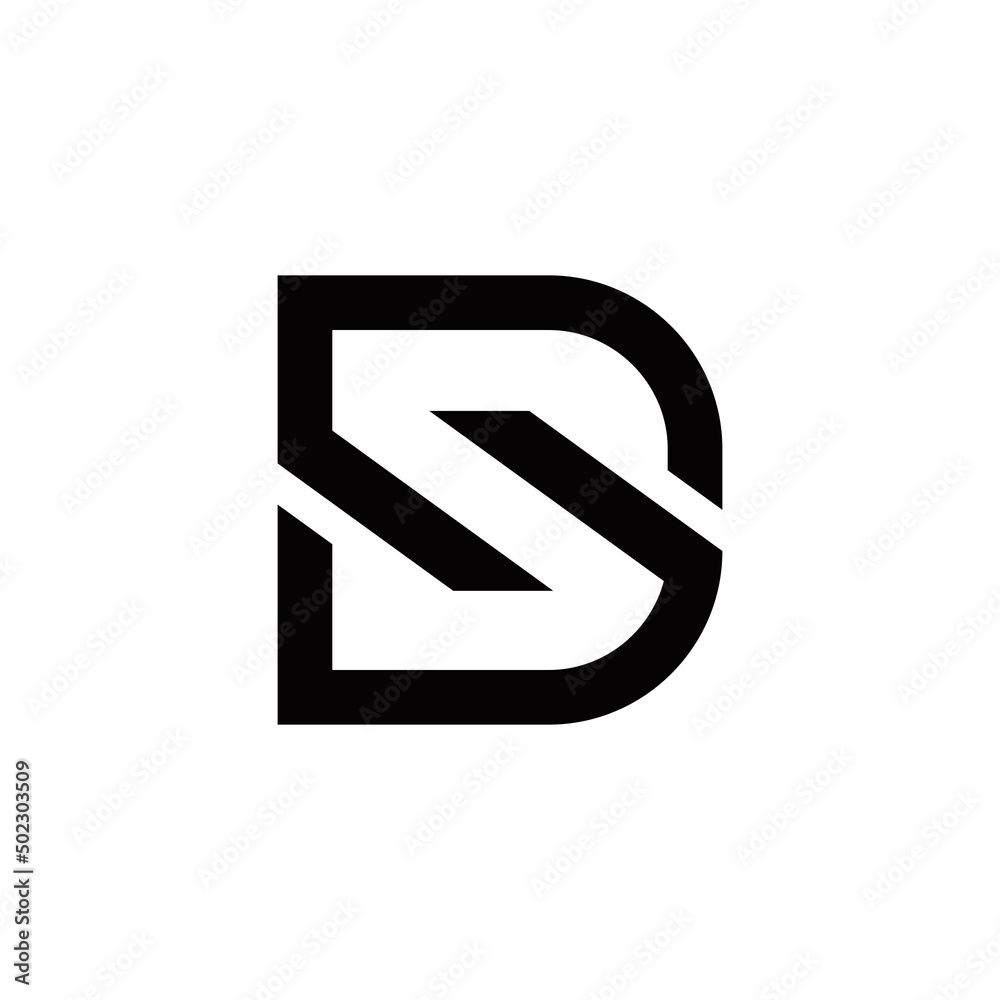 Vetor de monogram at symbol ds line art modern logo design do Stock ...