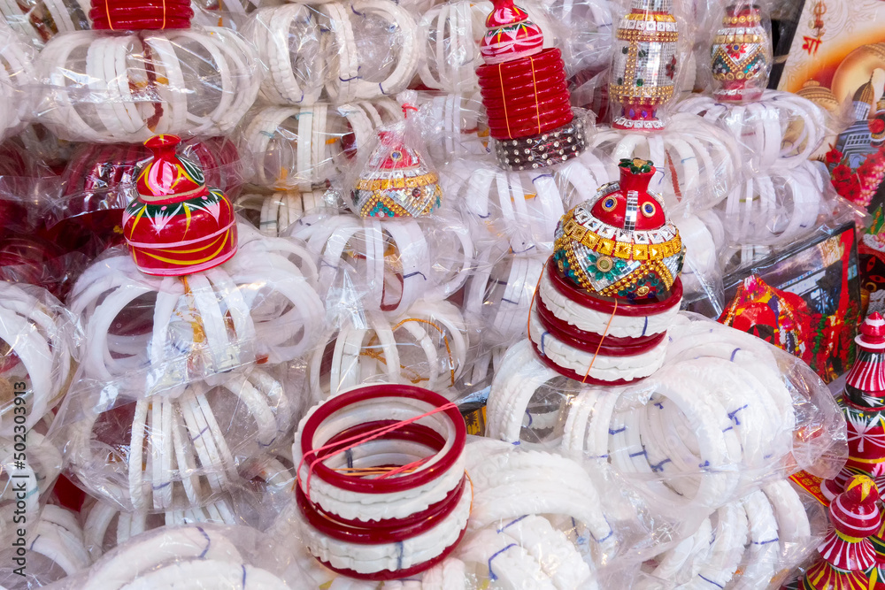 Traditional bangles Shakha, pairs of white Conch shell bangles, to be ...
