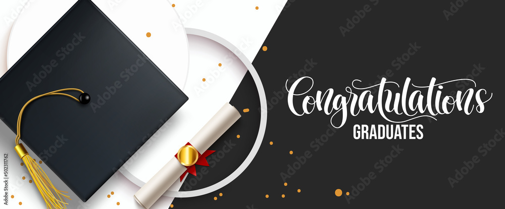 Graduation greeting vector background design. Congratulations graduates ...